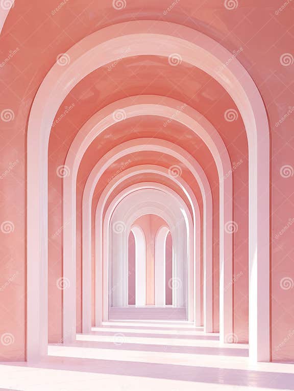 Minimalist Pink and White Arches in Hyper-realistic Architectural ...