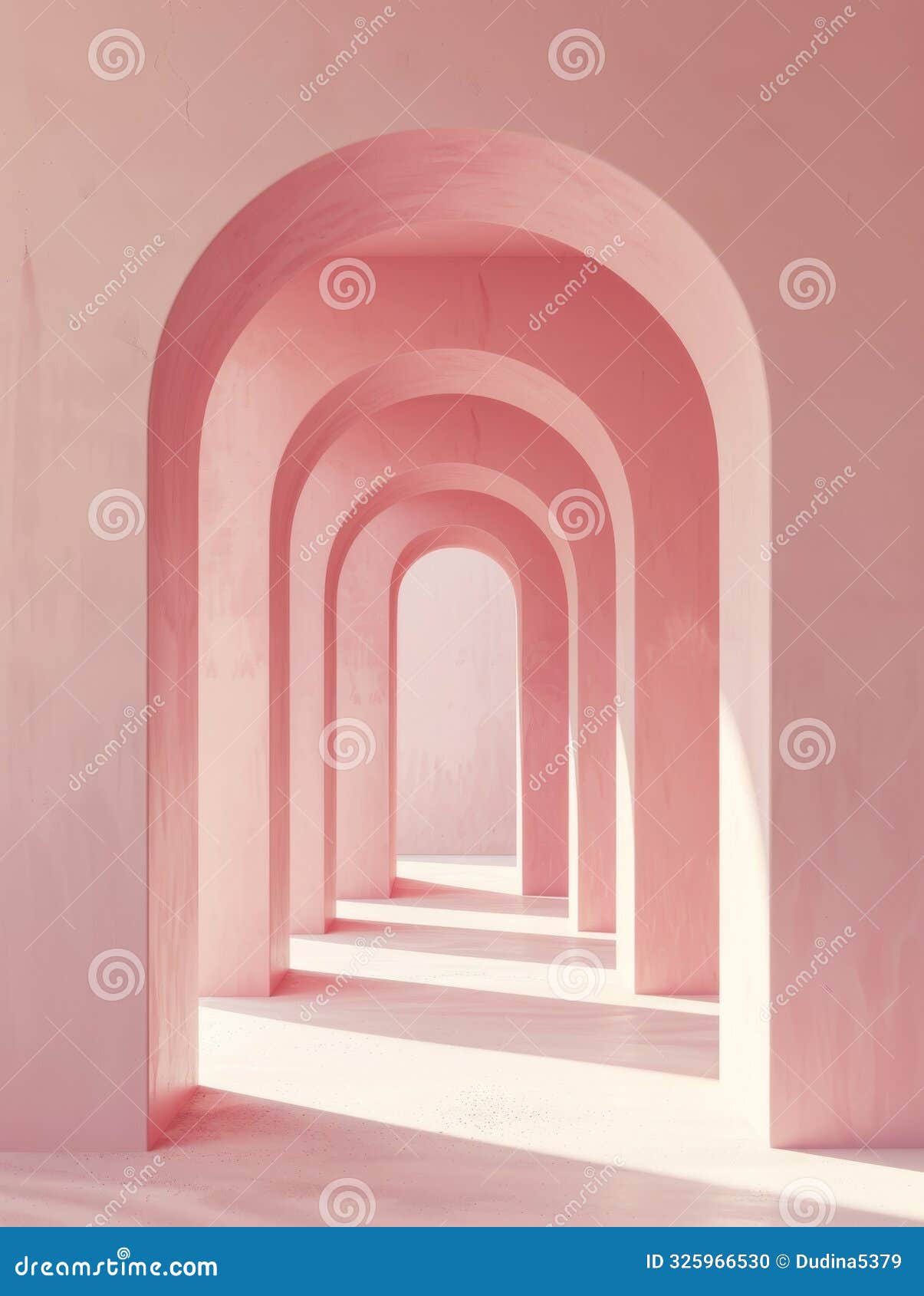 Minimalist Pink and White Arches in Hyper-realistic Architectural ...