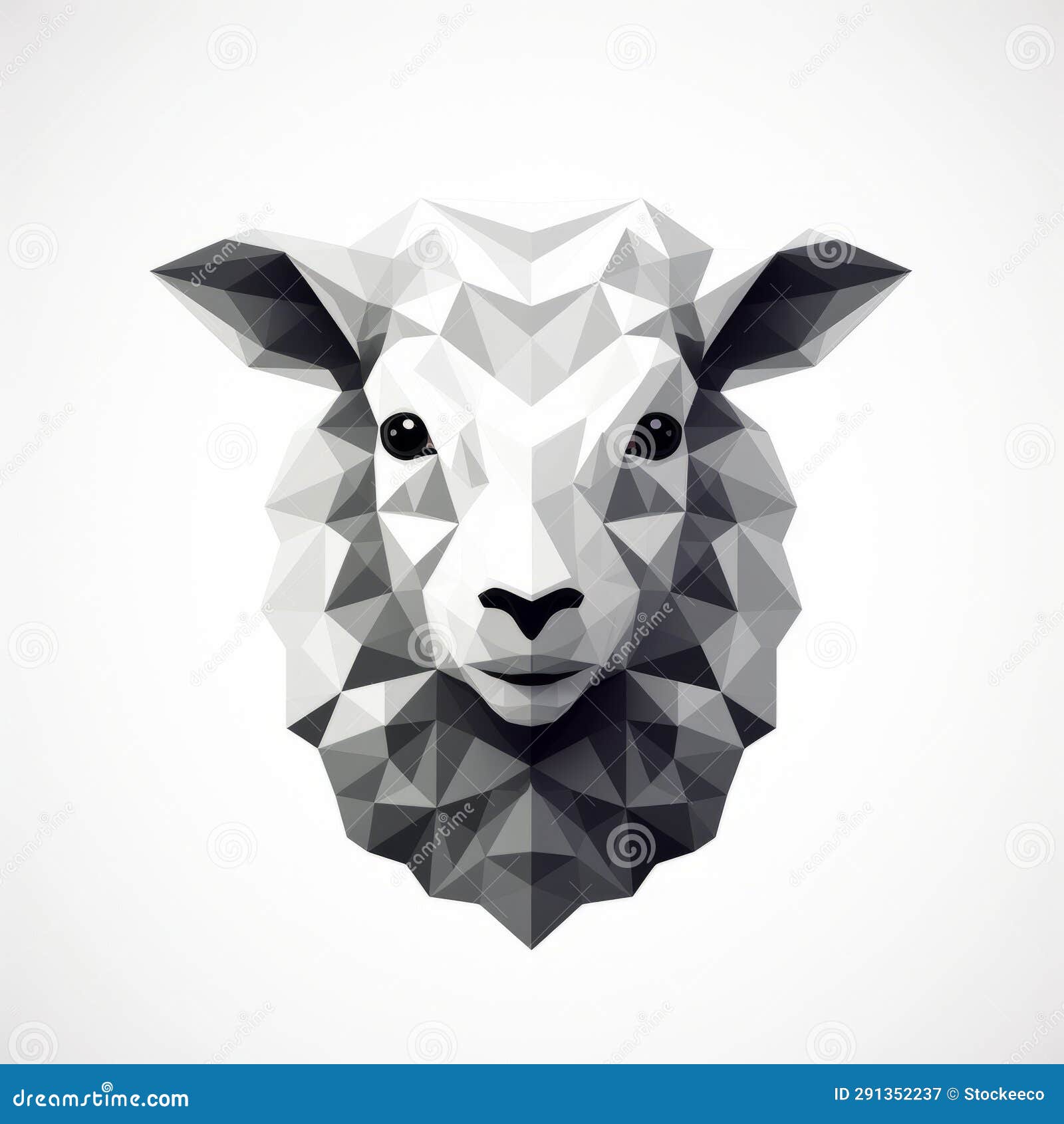 Minimalist Polygonal Sheep Head on White Background Stock Illustration ...