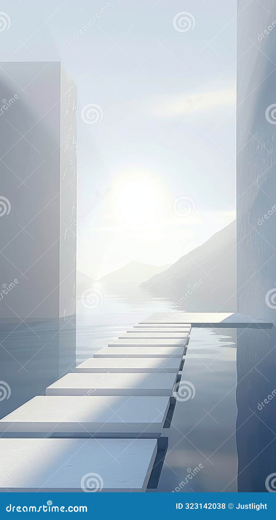 A Minimalist Portrayal of a Geometric Lake with a Clean Simple ...