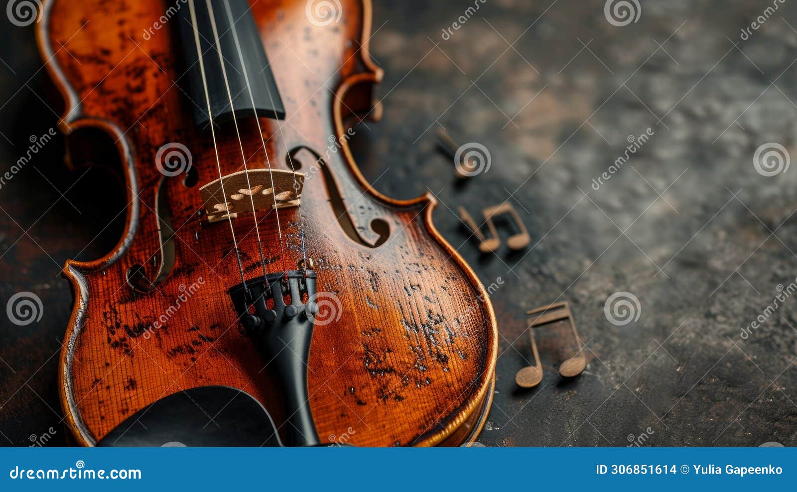 Minimalist Portrayal of a Violin and Scattered Musical Notes Stock ...