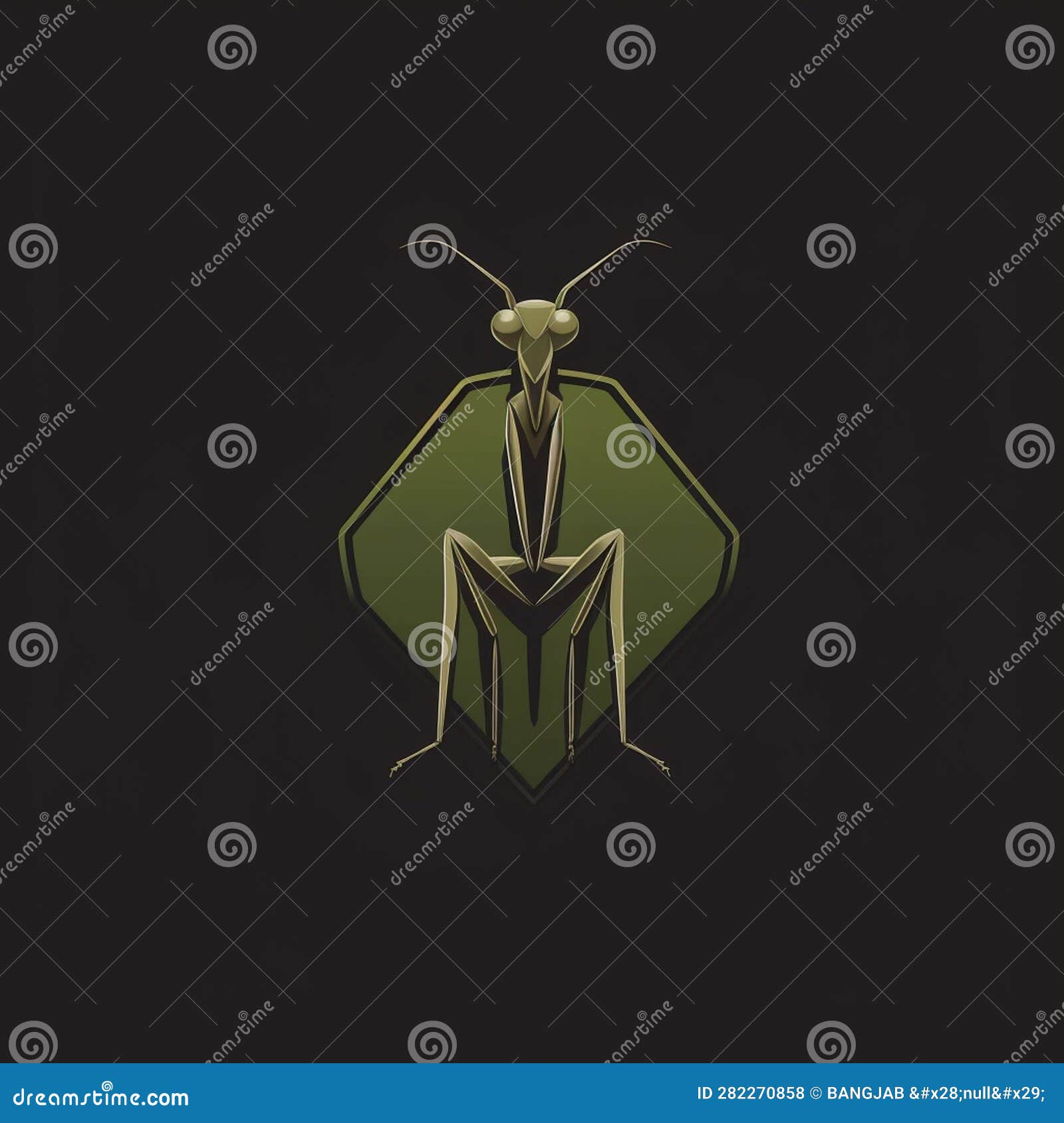Minimalist Praying Mantis Logo 2D Illustration Stock Illustration ...