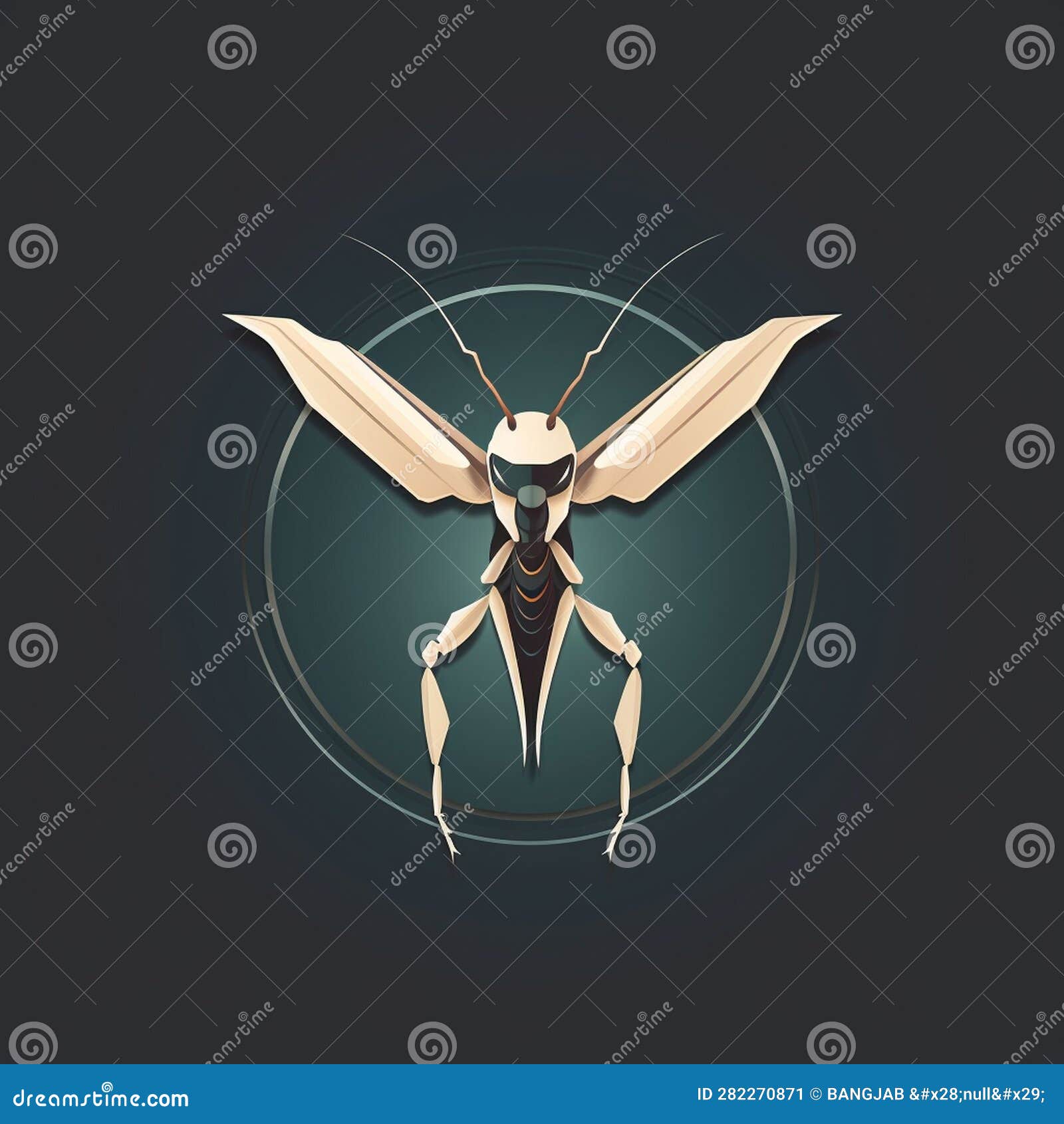 Minimalist Praying Mantis Logo 2D Illustration Stock Illustration ...