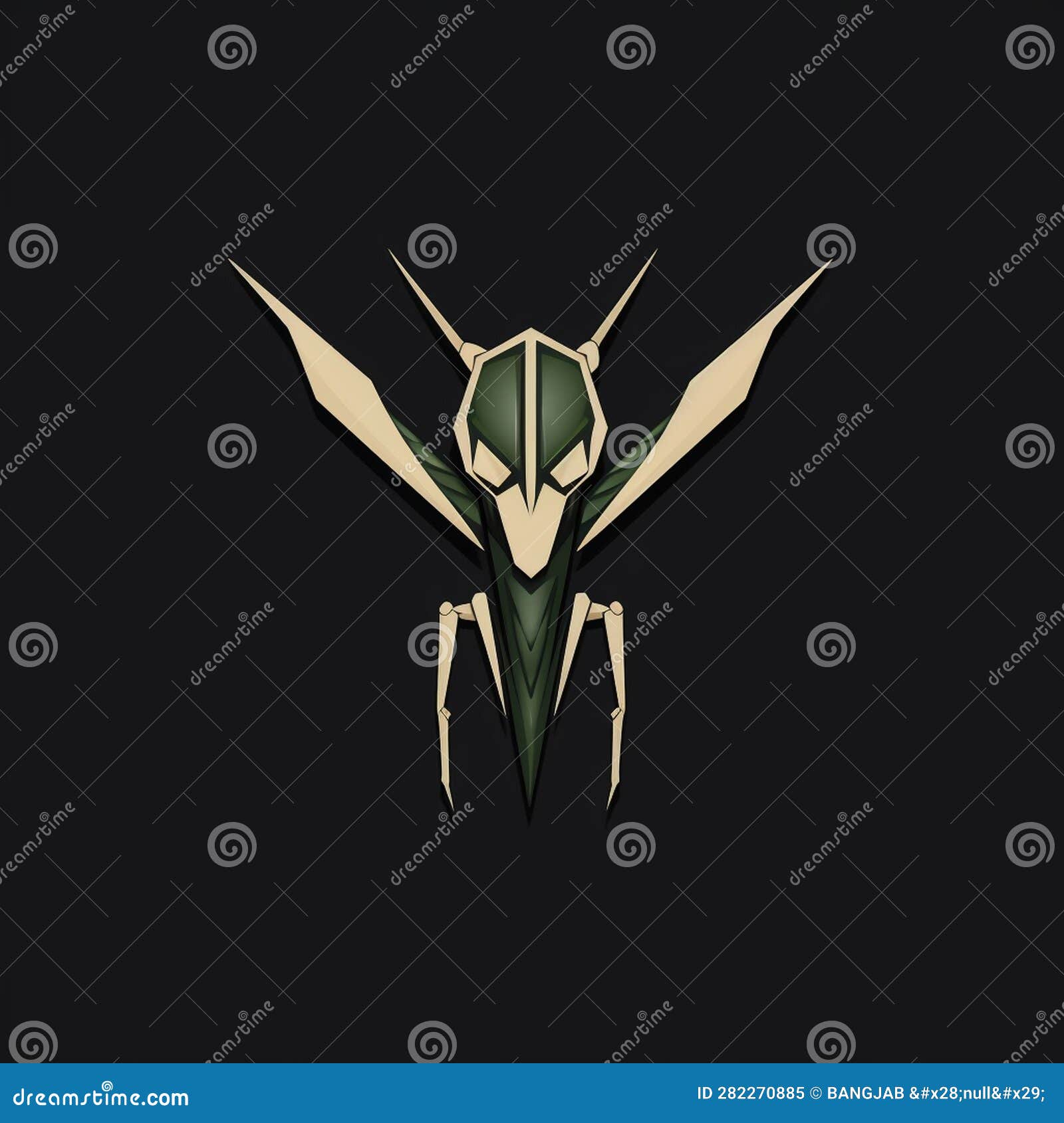 Minimalist Praying Mantis Logo 2D Illustration Stock Illustration ...
