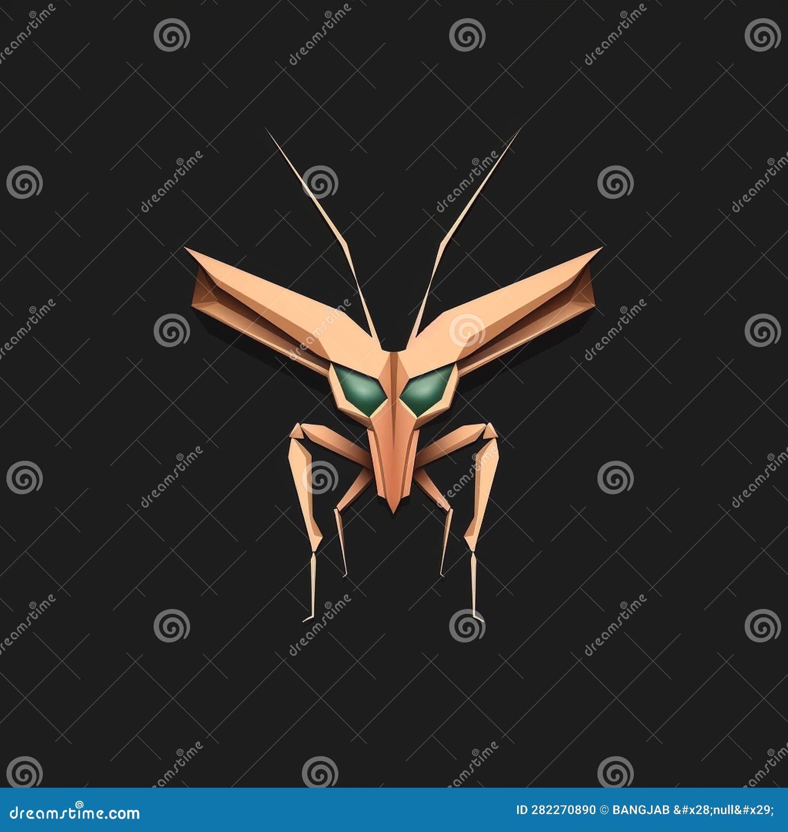 Minimalist Praying Mantis Logo 2D Illustration Stock Illustration ...