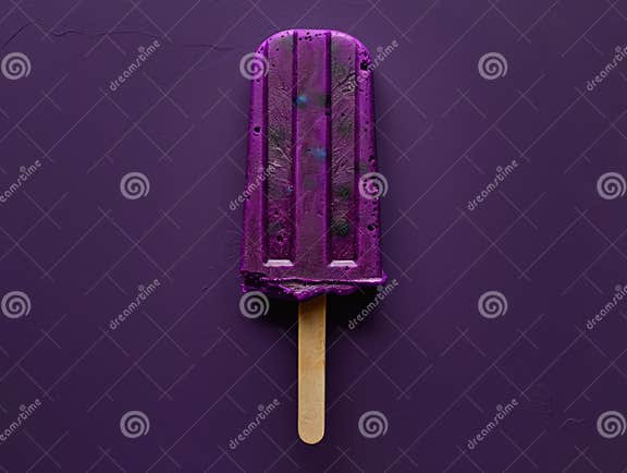Single Dark Purple Popsicle on a Solid Purple Background Stock Photo ...