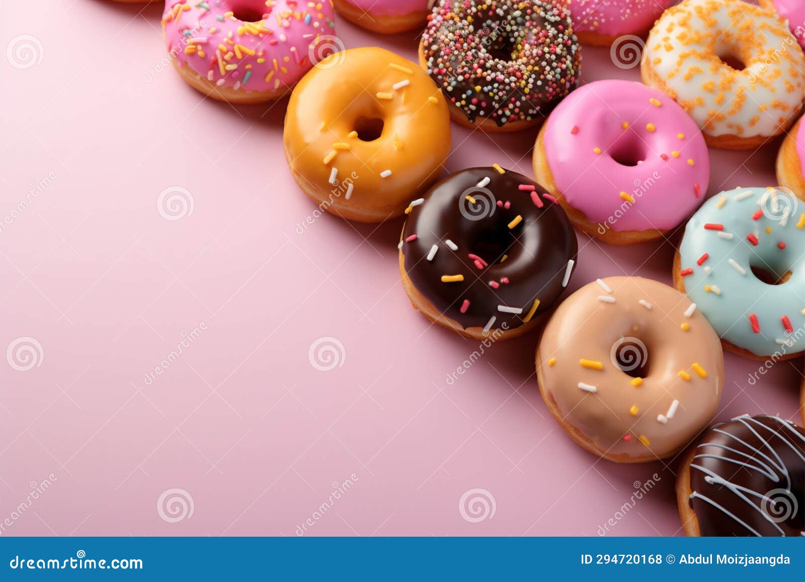 Minimalist Presentation a Top View of Various Donuts on Brown Stock ...