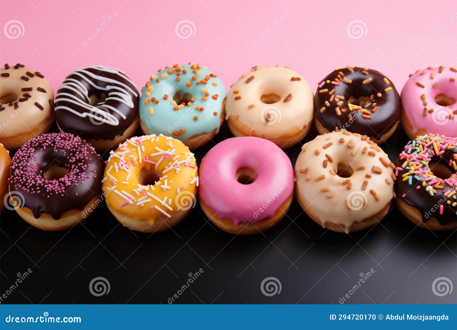 Minimalist Presentation a Top View of Various Donuts on Brown Stock ...
