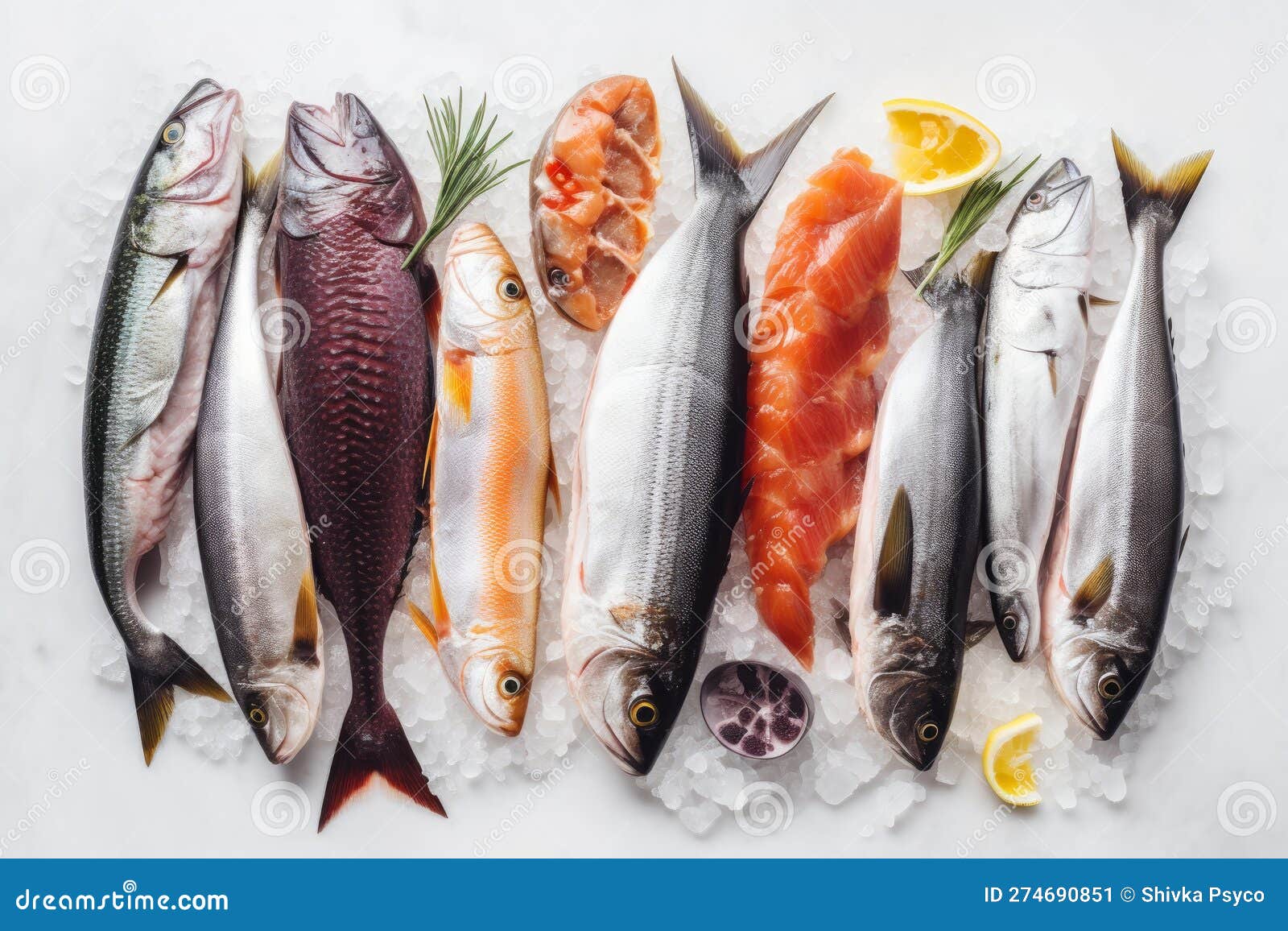 A Minimalist Presentation of Various Types of Fresh Fishes Generative ...