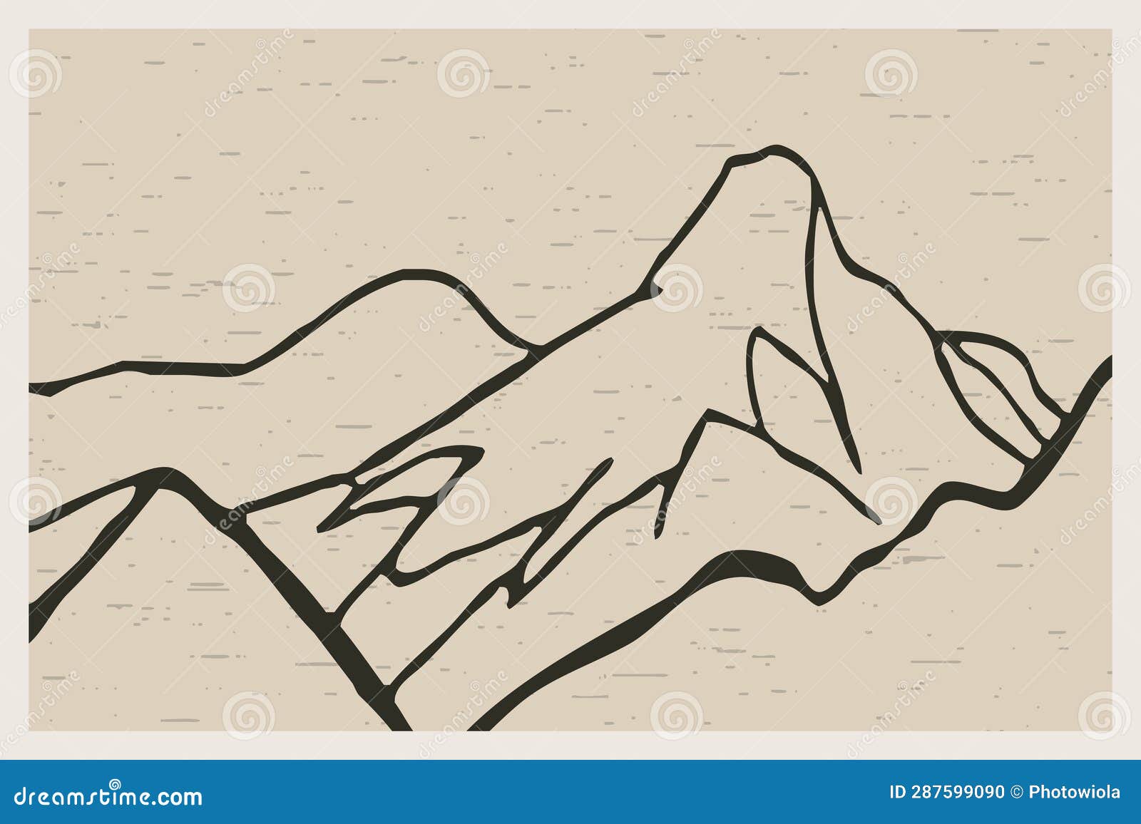 Minimalist Printable Illustration. Mountain Landscape Stock ...