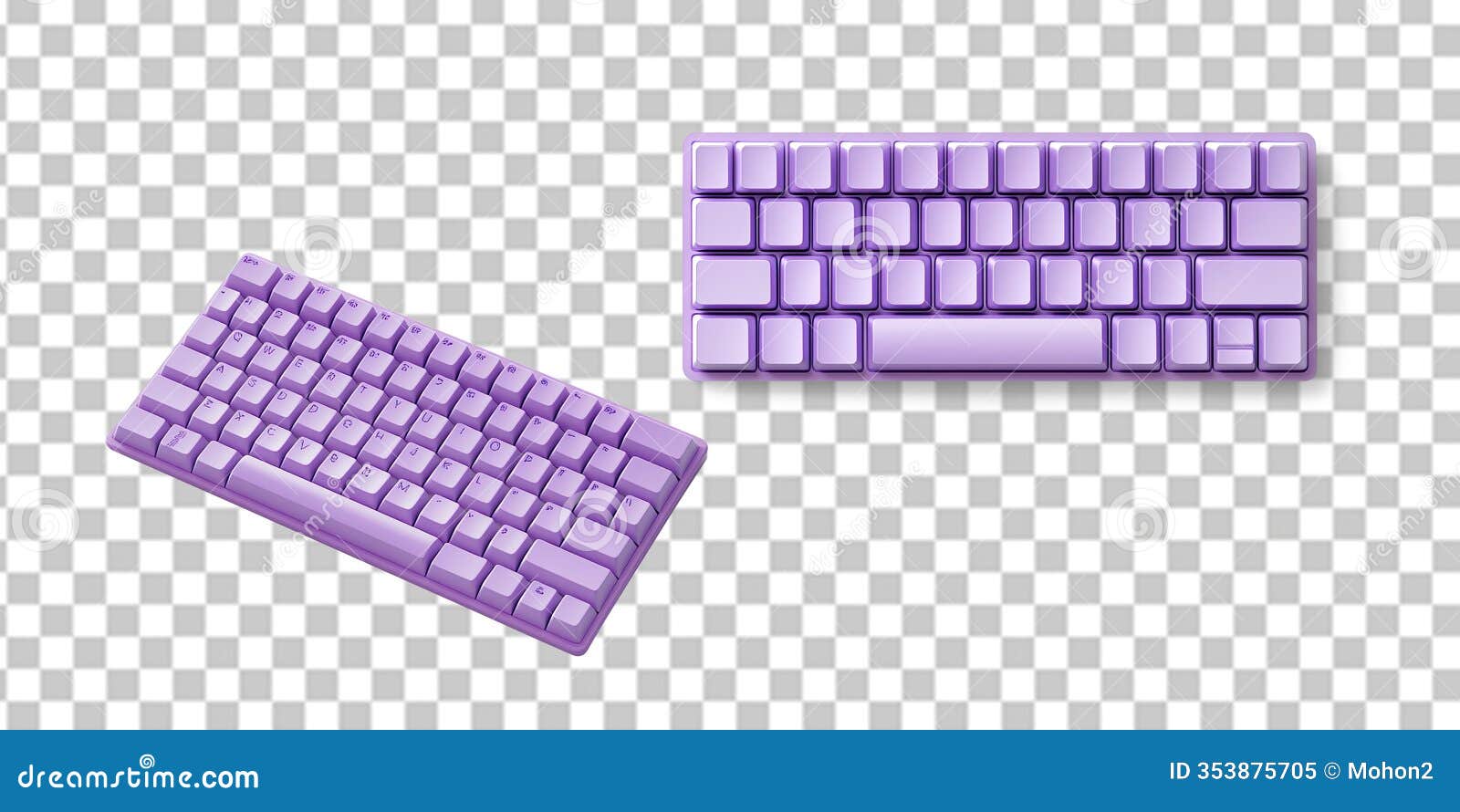 Minimalist Purple Mechanical Keyboard on a Transparent Background Stock ...