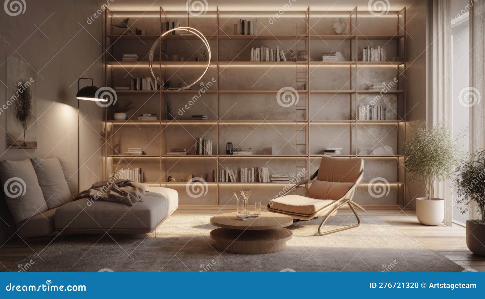 A Minimalist Reading Room with Minimalist Lighting and Neutral Tones ...
