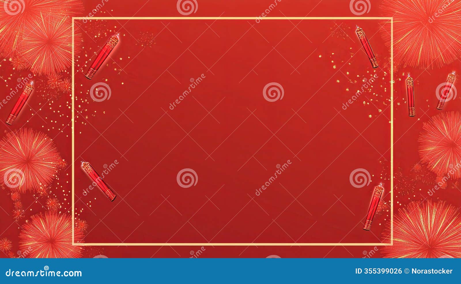 A Minimalist Rectangular Frame with Firecracker Designs Along the Stock ...