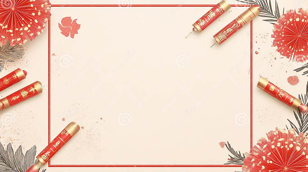 A Minimalist Rectangular Frame with Firecracker Designs Along the Stock ...