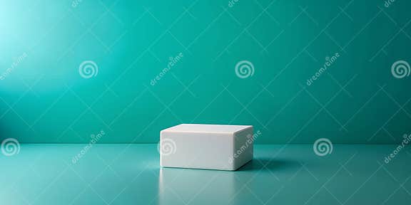 Minimalist Rectangular White Block Positioned on a Teal Surface with a ...
