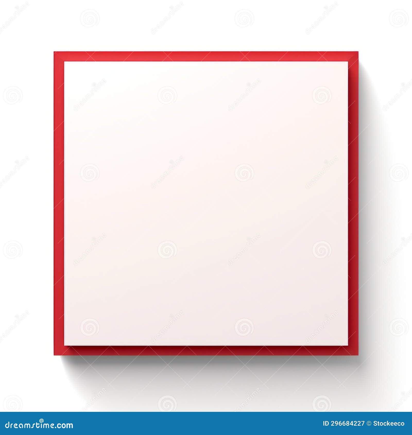 Minimalist Red Framed Paper Box: Basic Flat Square on White Background ...