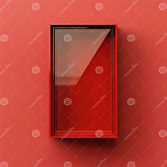Minimalist Red Mirror Box with Reflected Shadows and Simple Geometric ...