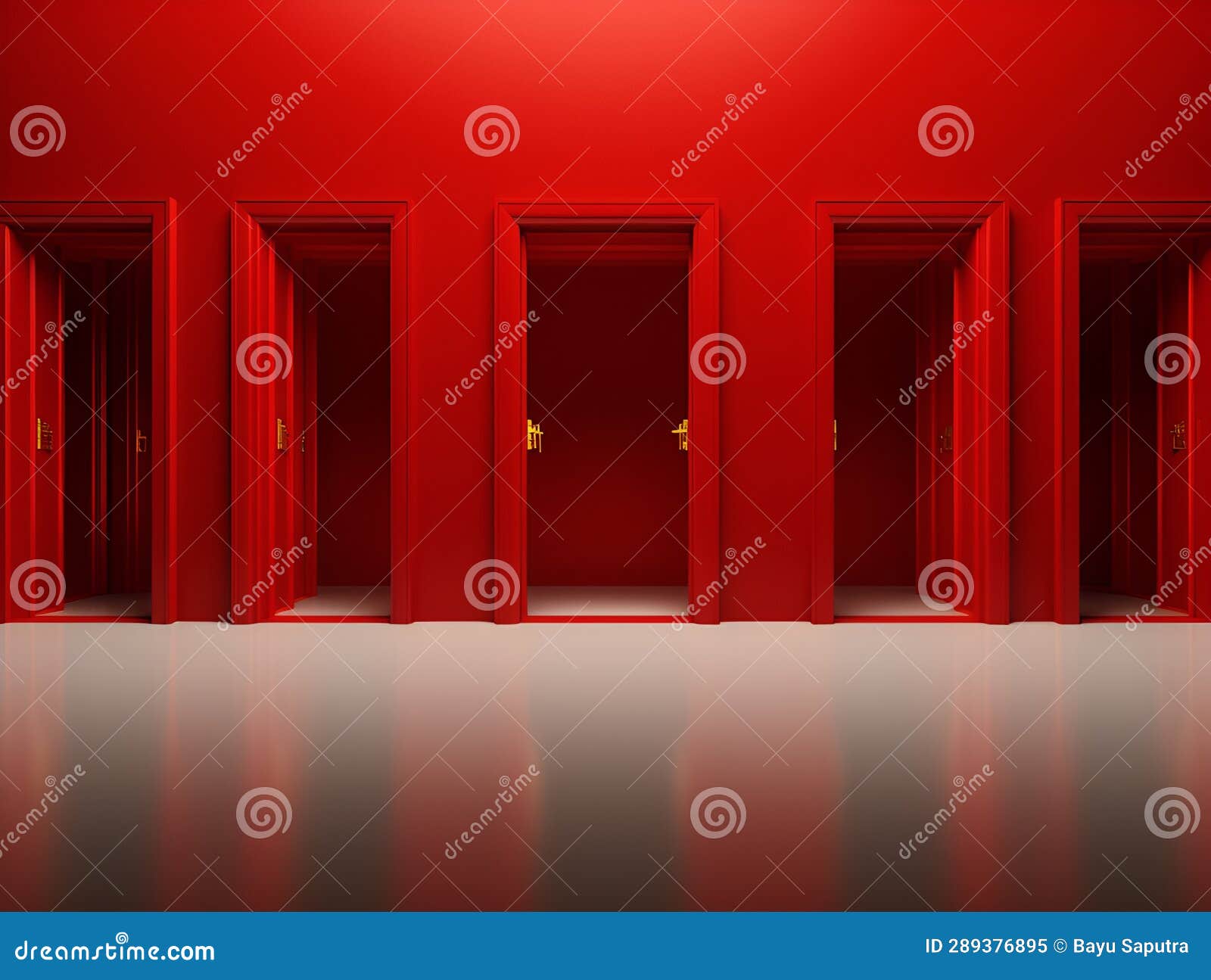 Minimalist Red Multiple Doors, Generative Ai Stock Illustration ...