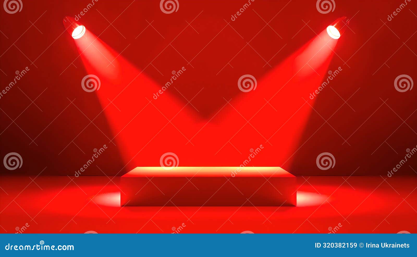 Minimalist Red Stage with Two Spotlights Angled Down. Conceptual Art in ...