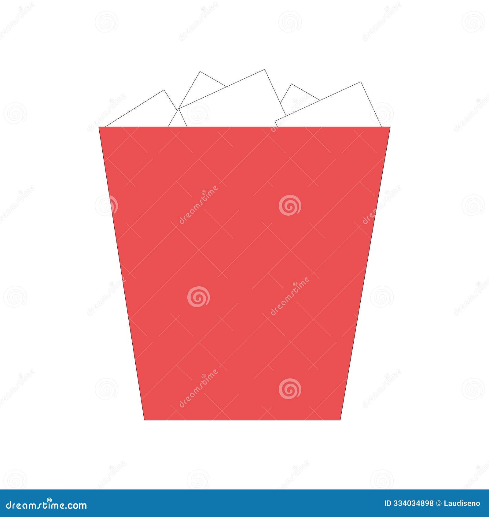 Minimalist Red Trash Bin with Crumpled Papers Vector Stock Illustration ...