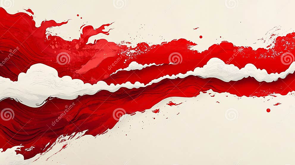 Minimalist Red and White Abstract Cloud Pattern with Dynamic Flow Stock ...