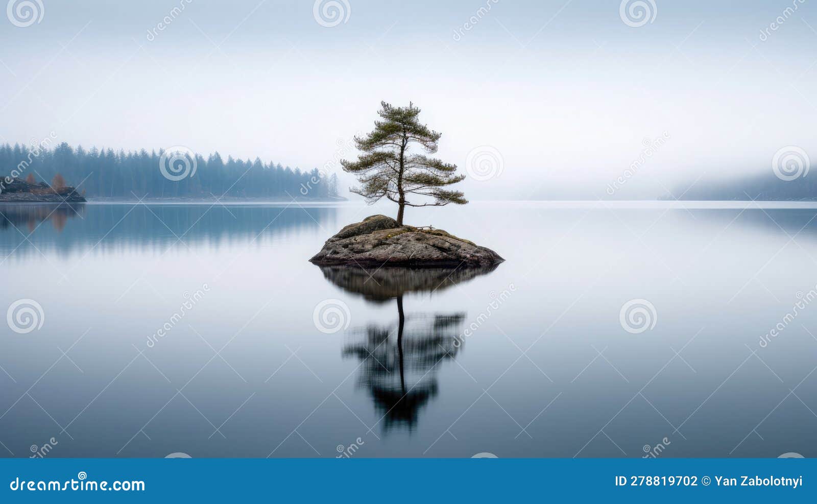 Minimalist Reflection in a Calm Lake. Generative AI Stock Illustration ...