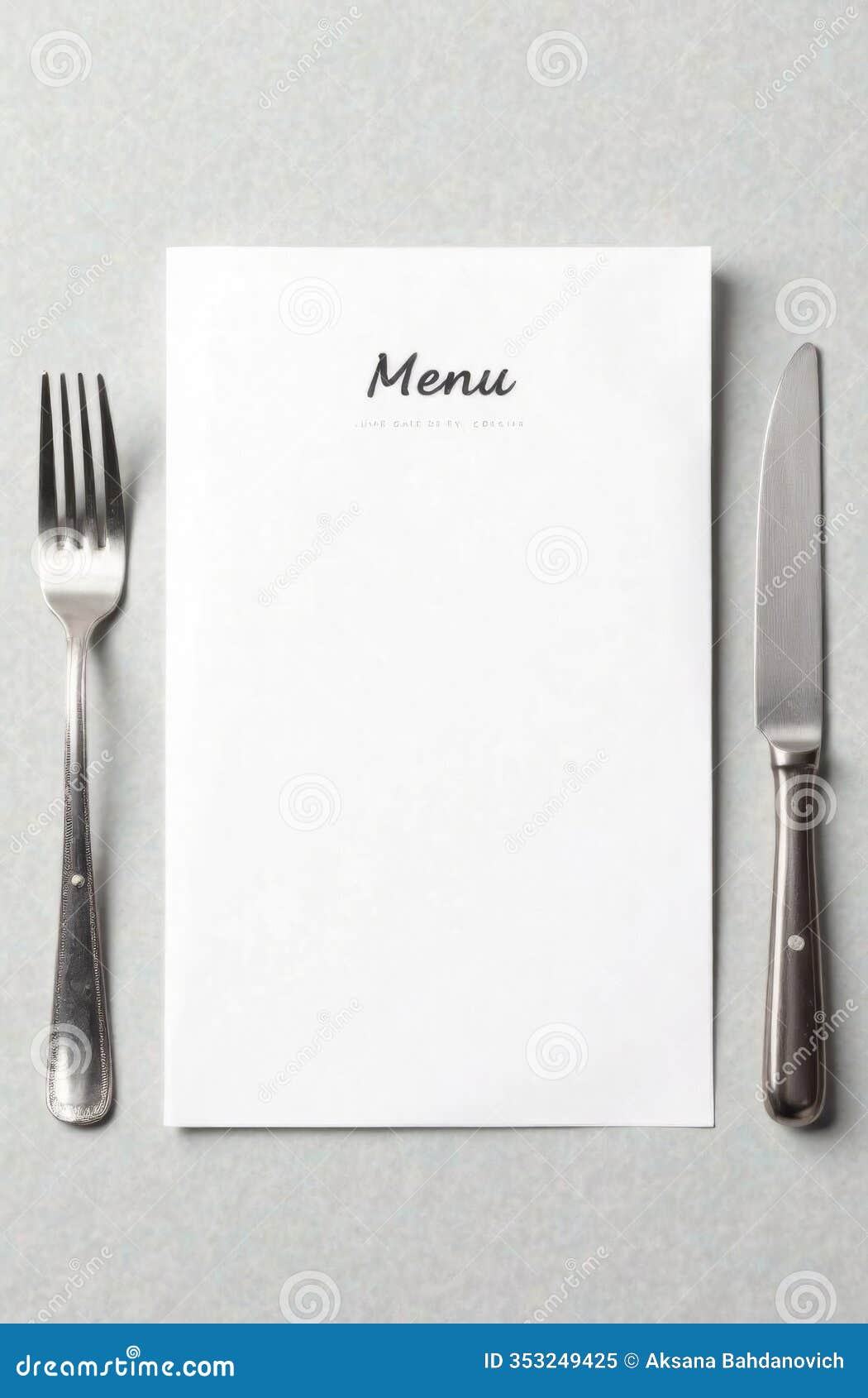 Minimalist Restaurant Menu Design with Knife and Fork on Elegant Table ...