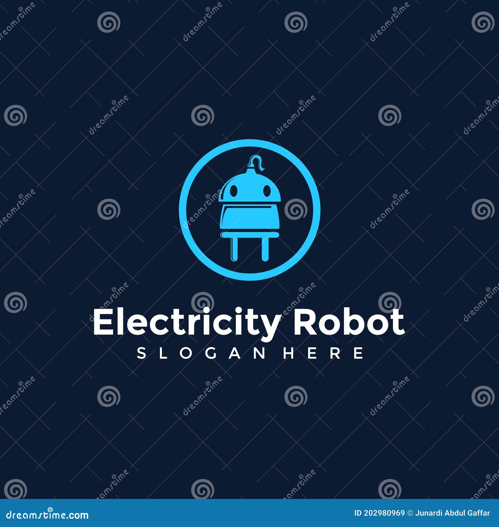 Minimalist Robot Electricity Logo Design. Vector Illustration Eps.10 ...