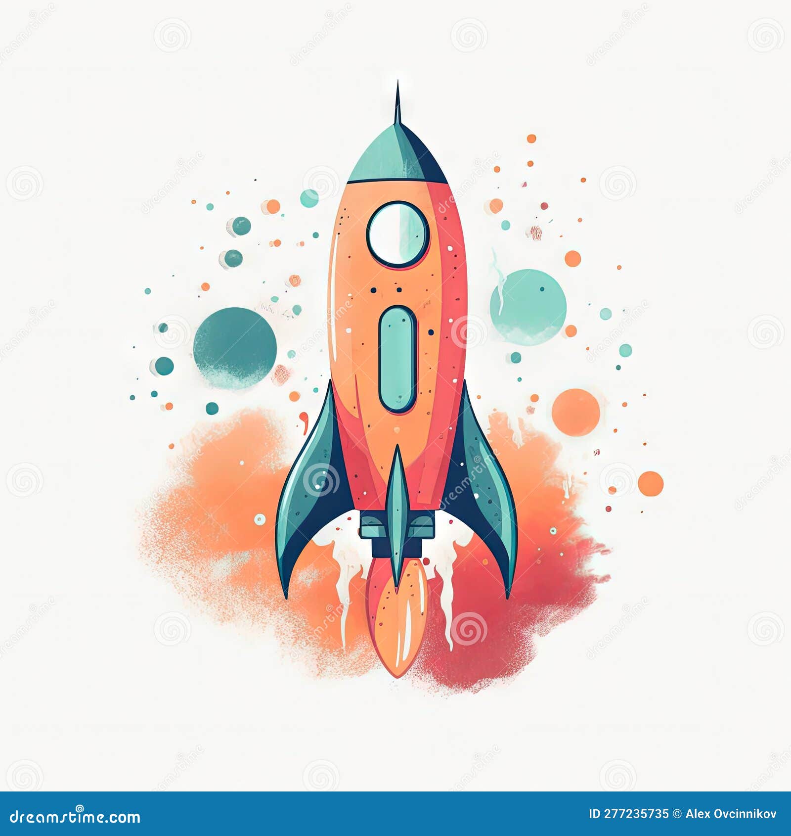 Minimalist Rocket Illustration on White Background for Invitations and ...