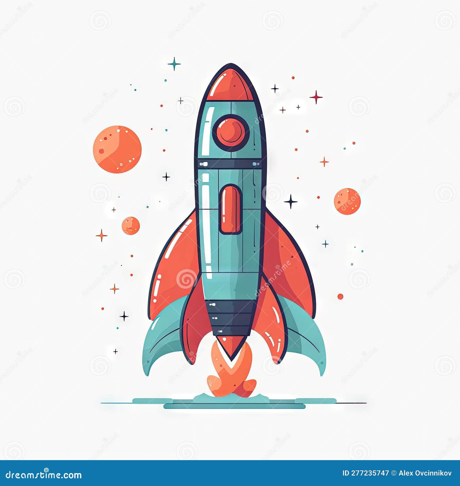 Minimalist Rocket Illustration on White Background for Invitations and ...