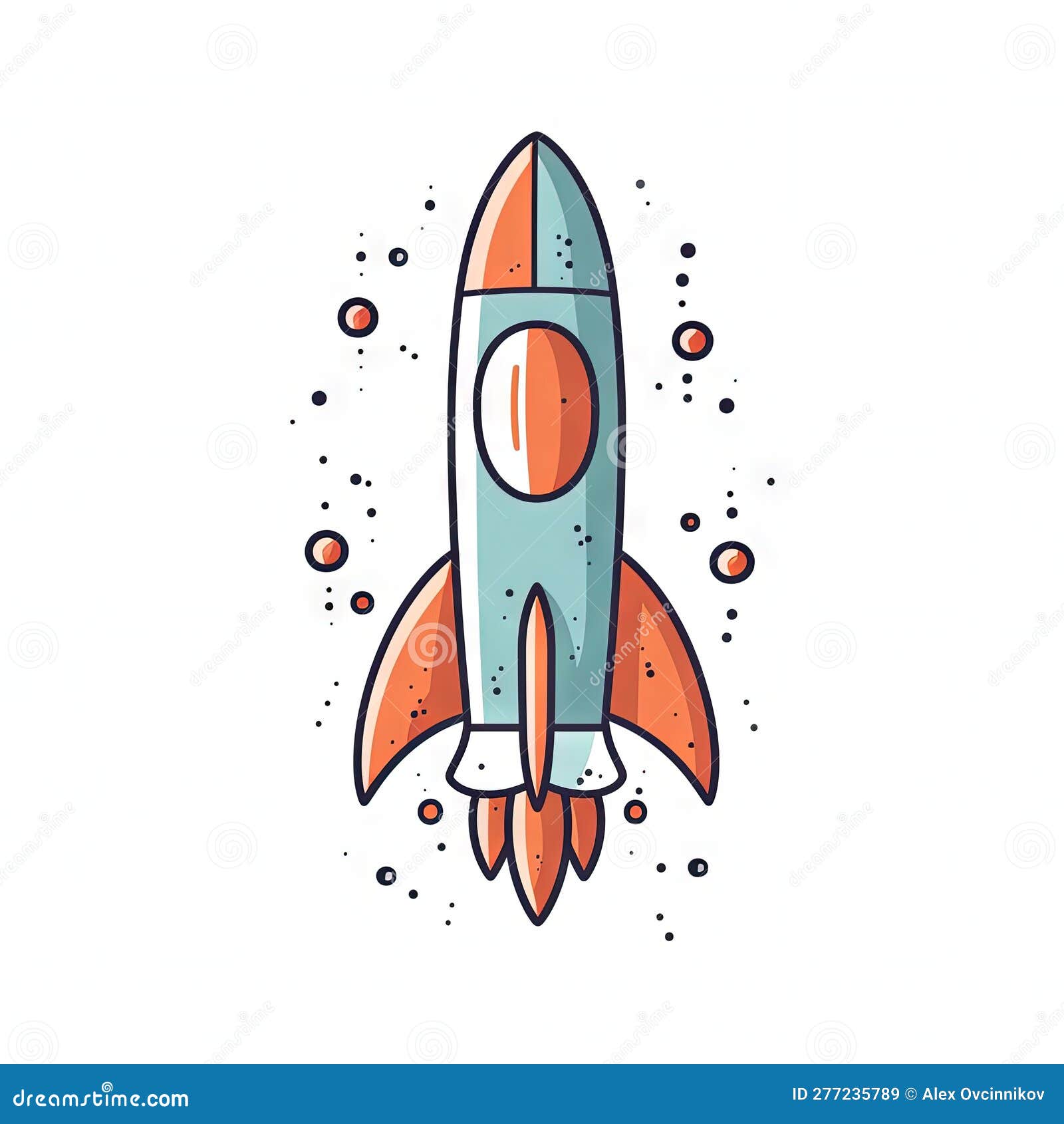 Minimalist Rocket Illustration on White Background for Invitations and ...