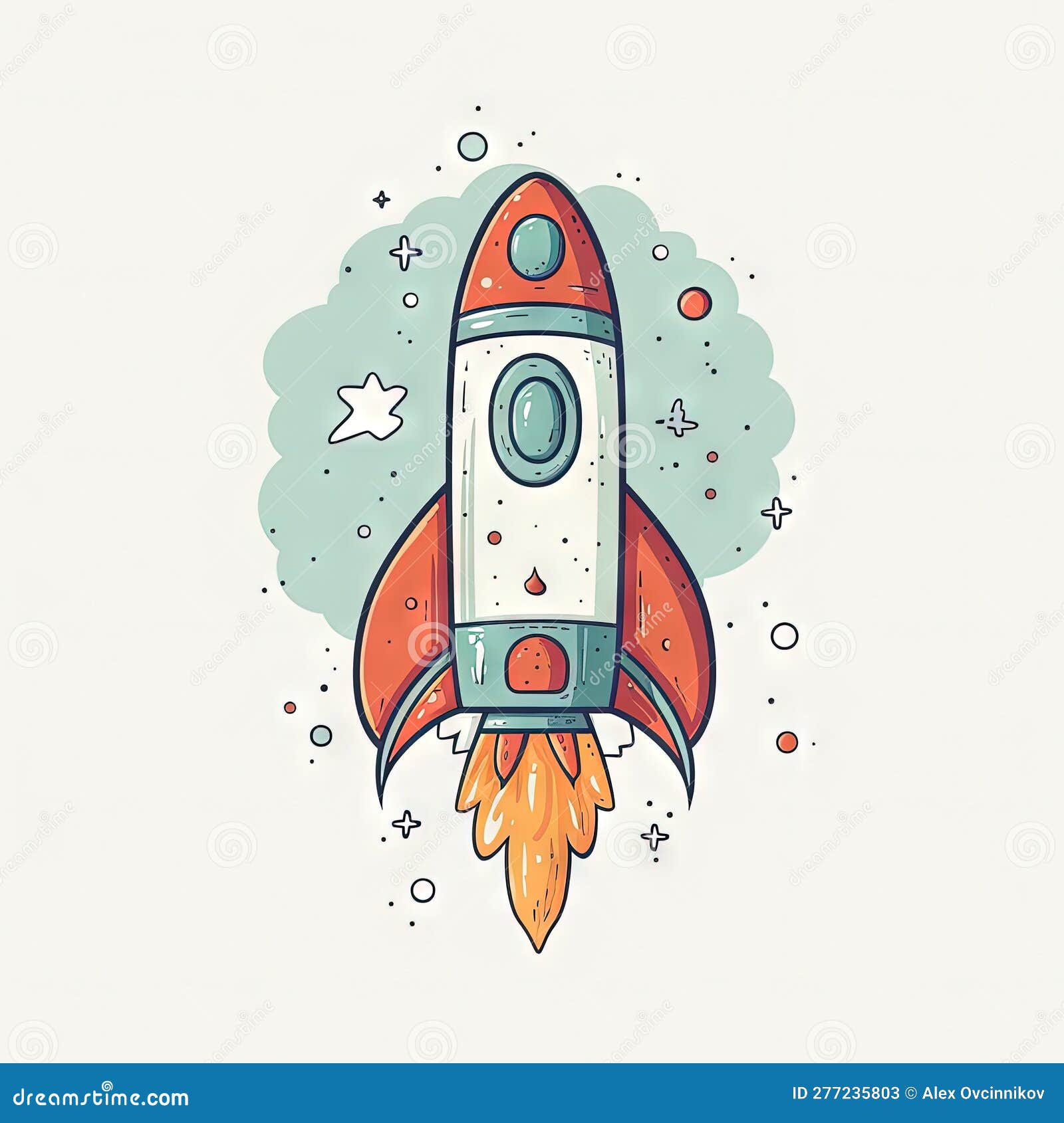 Minimalist Rocket Illustration on White Background for Invitations and ...