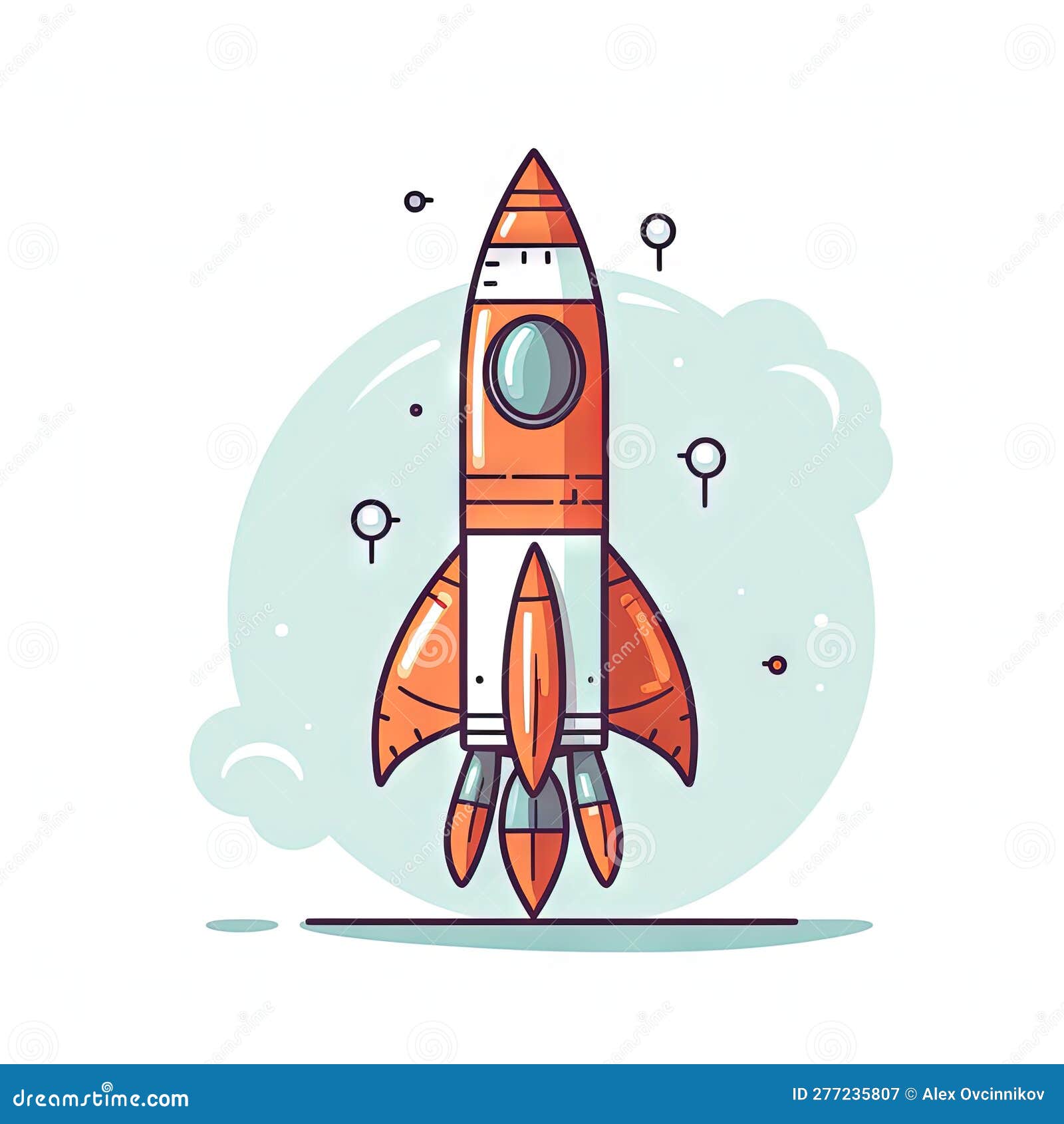 Minimalist Rocket Illustration on White Background for Invitations and ...