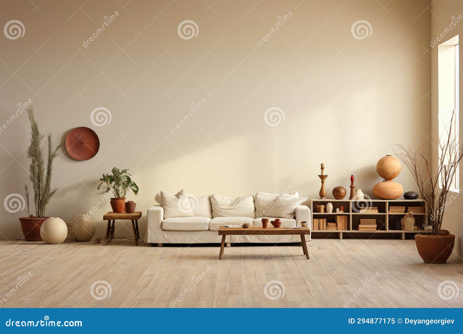 Minimalist Room. Clear Wall. Sun Rays from the Window Stock ...