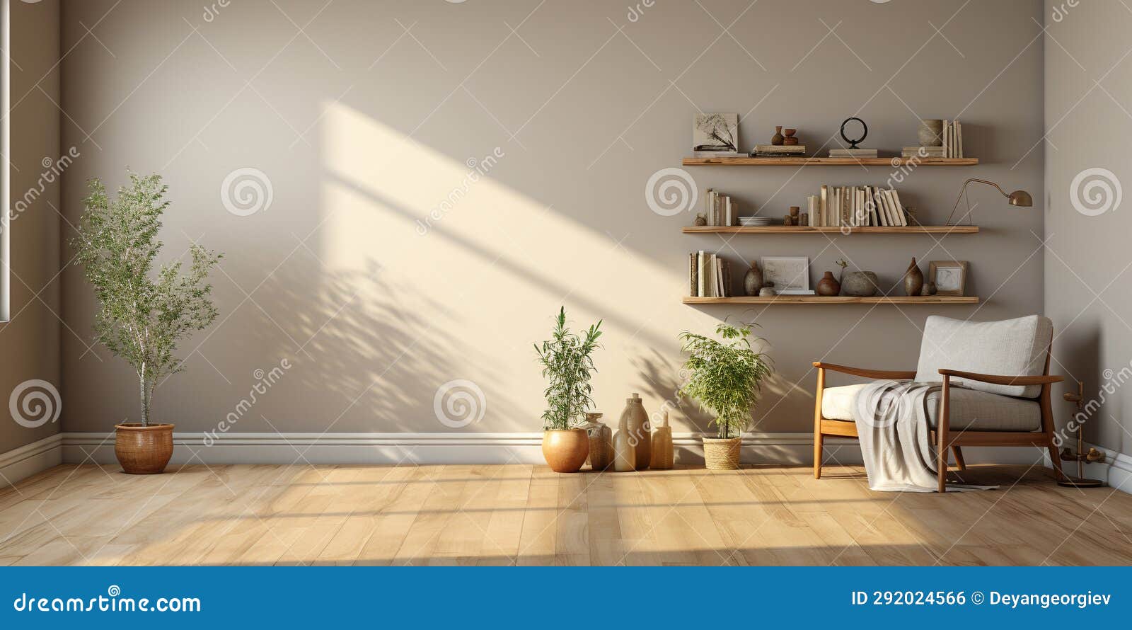 Minimalist Room. Clear Wall. Sun Rays from the Window Stock ...