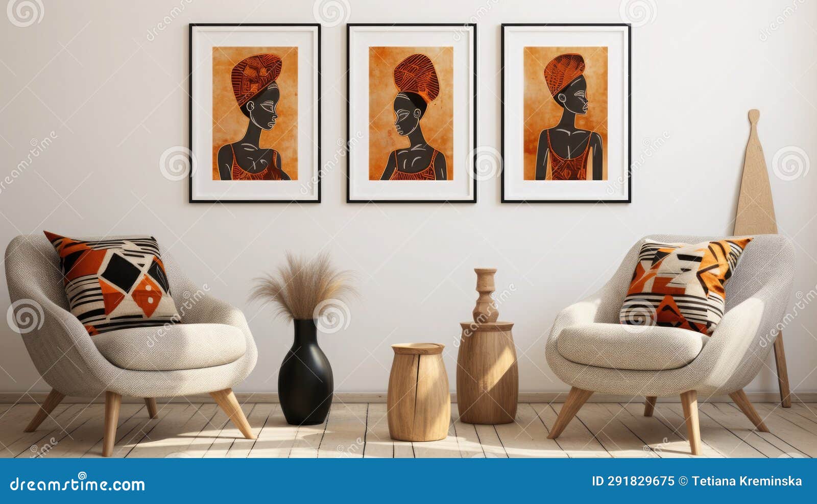 Minimalist Room Decor Featuring a Kinara and African Fabrics Stock ...