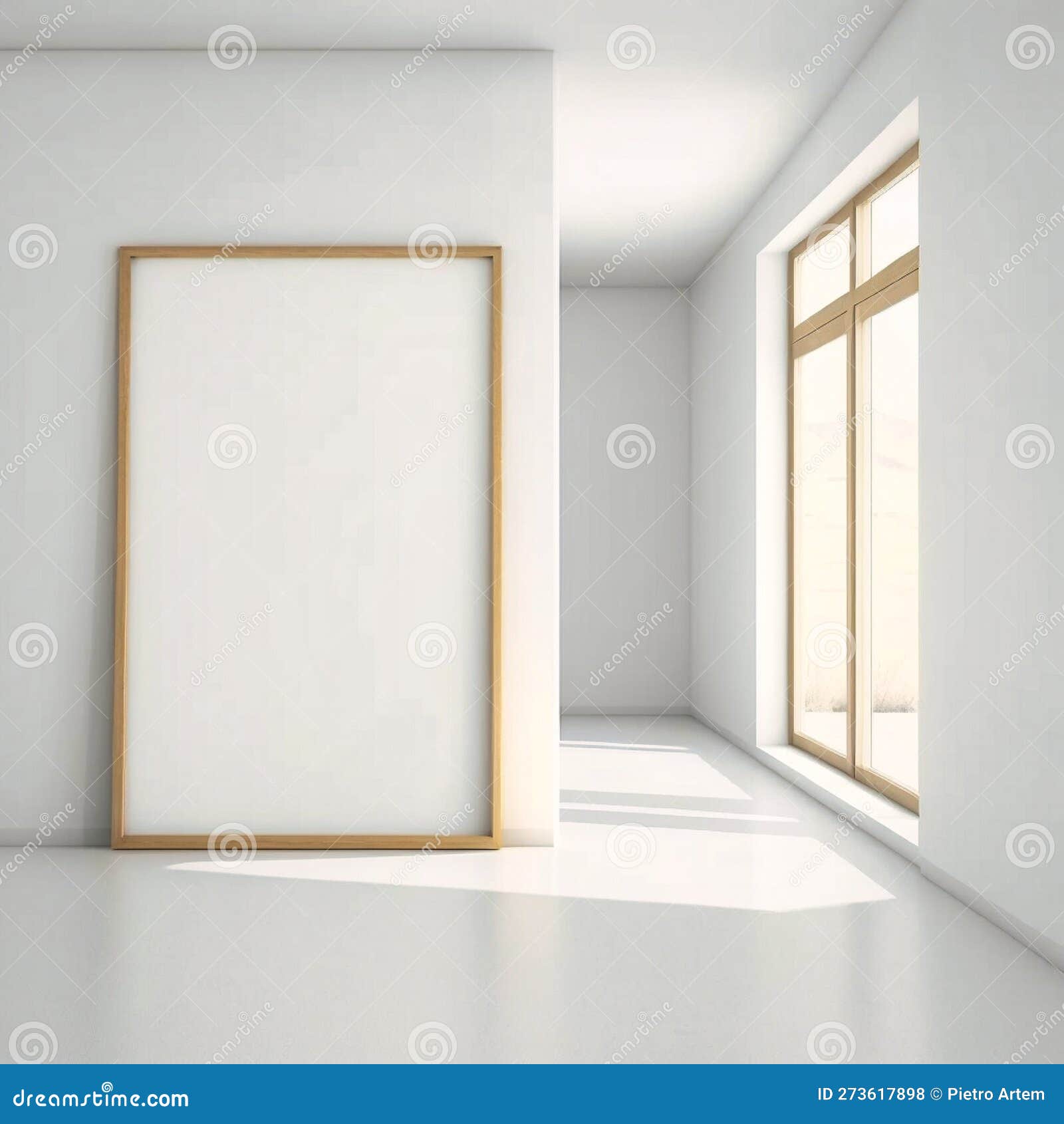 Minimalist Room Large Blank Frame Light Wood Frame, Generative AI Stock ...