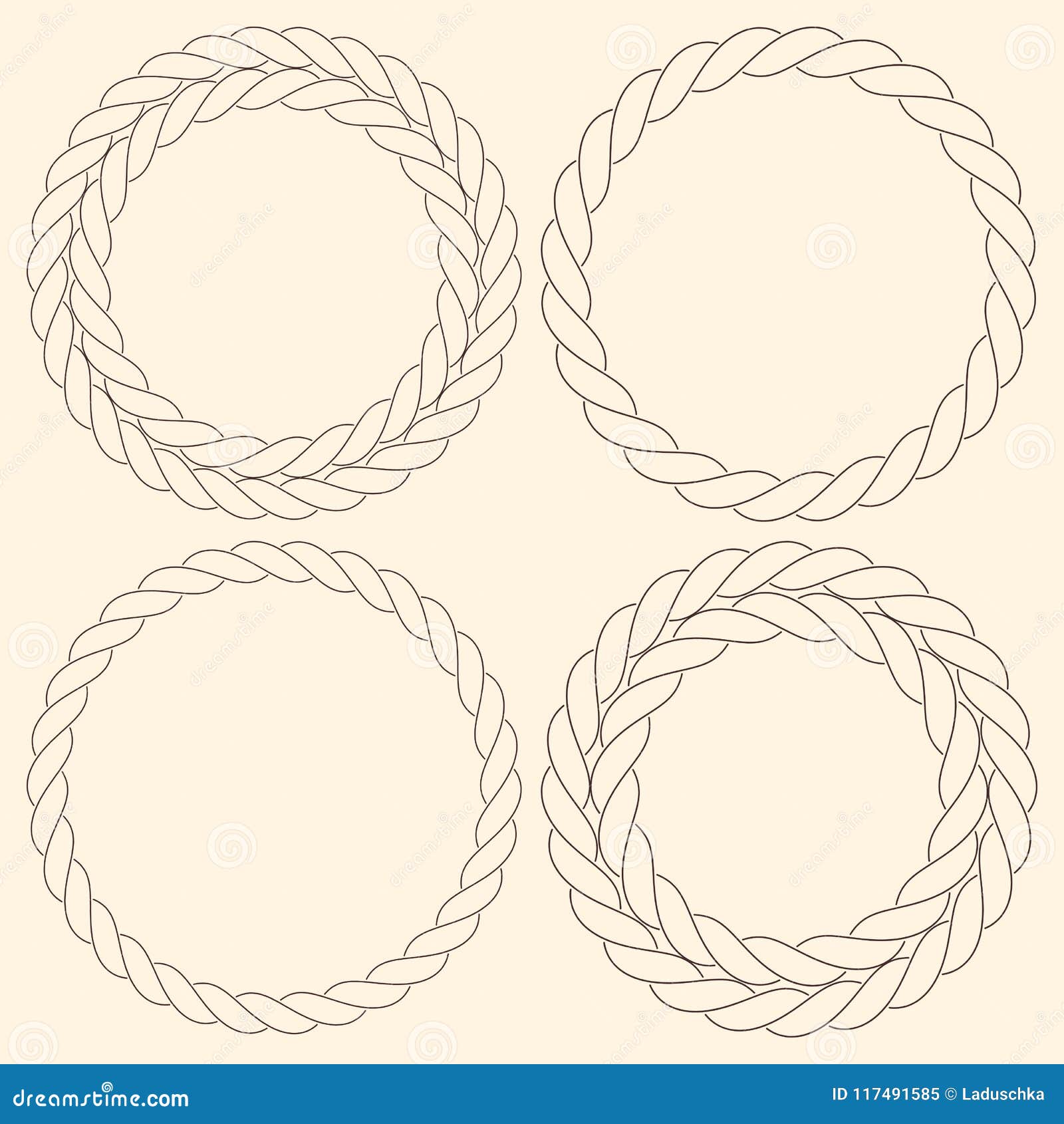 Minimalist Rope Simple Round Frames Stock Vector - Illustration of ...