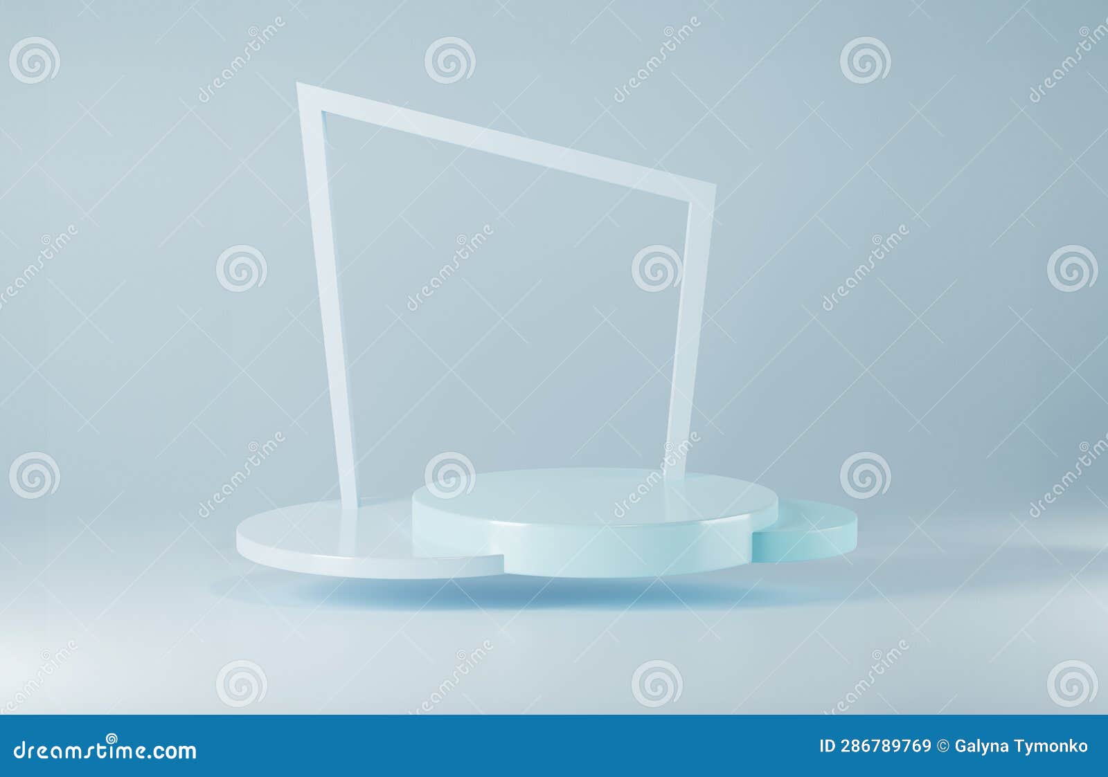 Minimalist Round Podium with Gate and Scene with 3d Blue Rendering ...