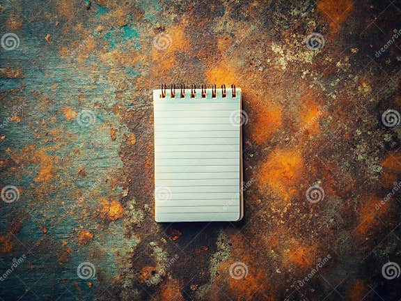 Minimalist Rusty Grunge Background Featuring an Open Notepad a Vintage ...