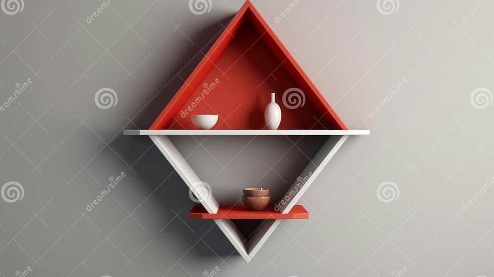 Minimalist 1980s Triangle Shelf with Hyperrealistic Rendering Stock ...