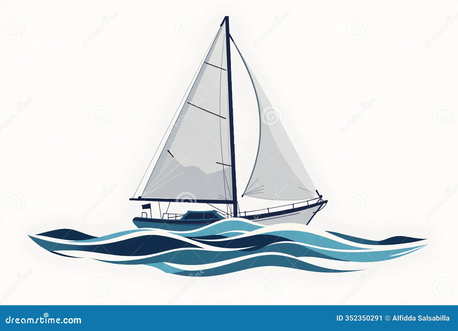 Minimalist Sailing Boat Illustration Stock Illustration - Illustration ...