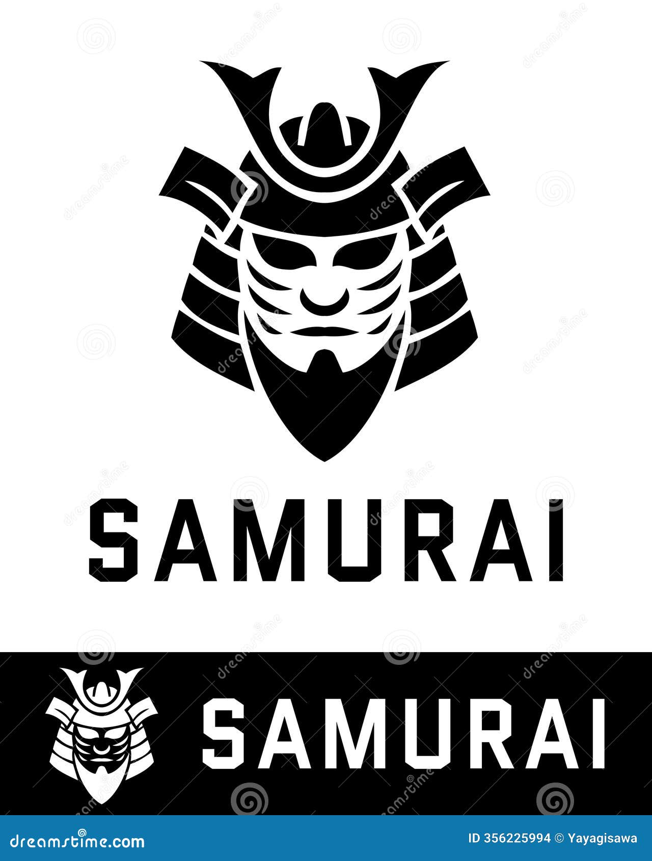 Samurai Logo. Ronin Samurai Helmet Logo Design Vector Royalty-Free ...