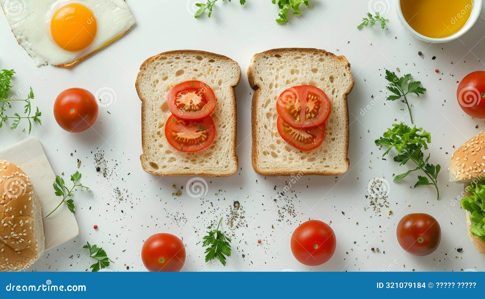 Minimalist Sandwich Making Setup Bright, Clean, and Isolated on White ...