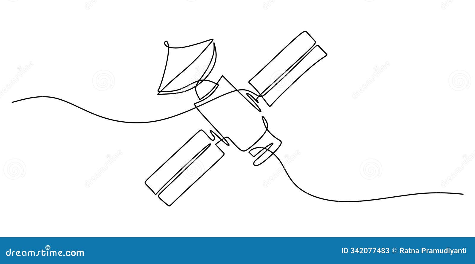Minimalist Satellite Orbiting in Space Continuous Line Drawing for ...