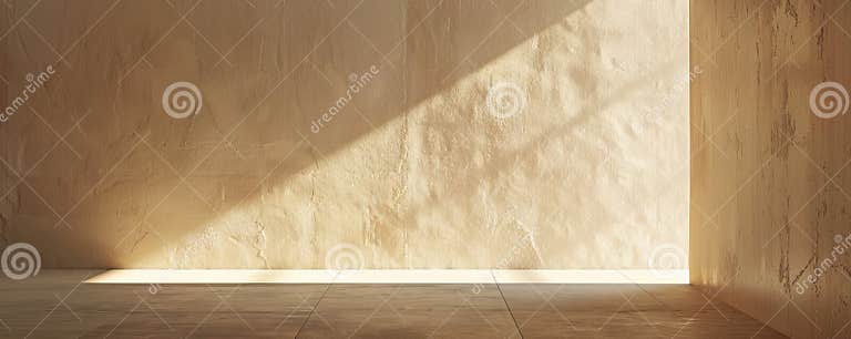A Minimalist Scene Featuring an Empty Wall in Soft Sand, with a Matte ...