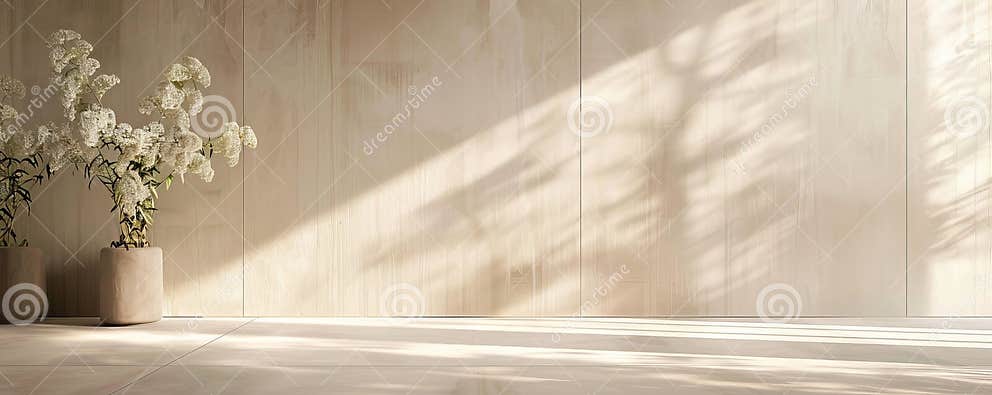 A Minimalist Scene Featuring an Empty Wall in Soft Sand, with a Matte ...