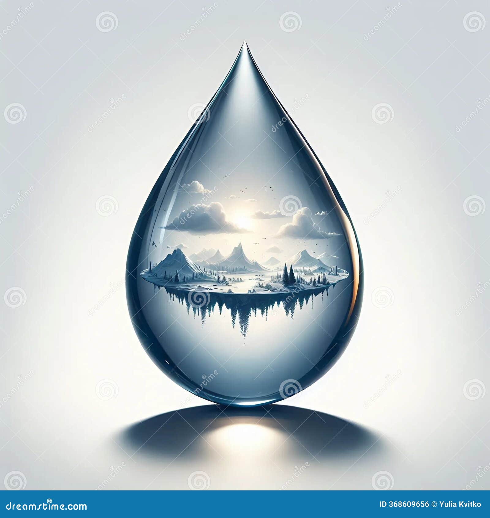 A Minimalist, Schematic Illustration: A Single Water Droplet With A ...