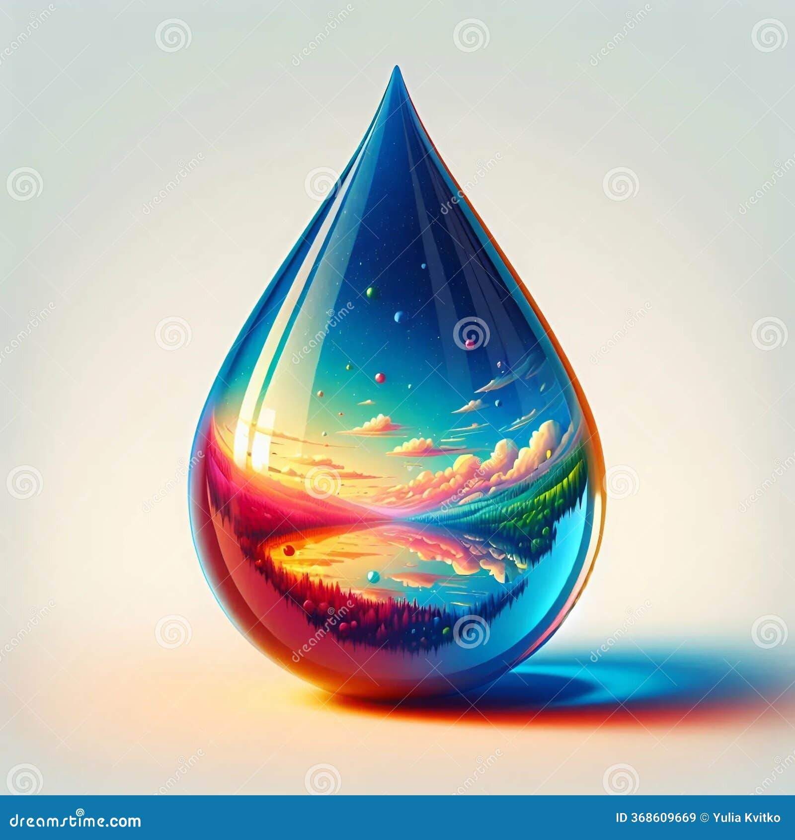 A Minimalist, Schematic Illustration: A Single Water Droplet With A ...