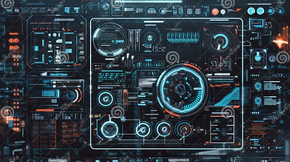 Minimalist Sci Fi Hud Interface Design with Blue Light Lines and ...